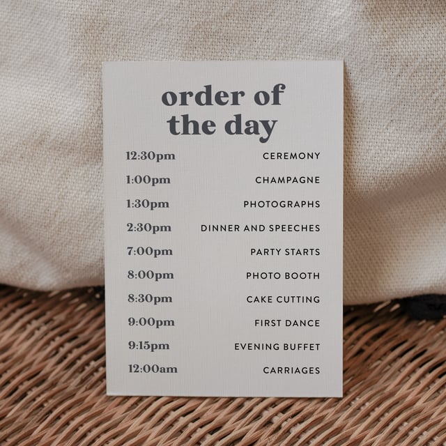 Order of the Day Cards | InvitationWorks